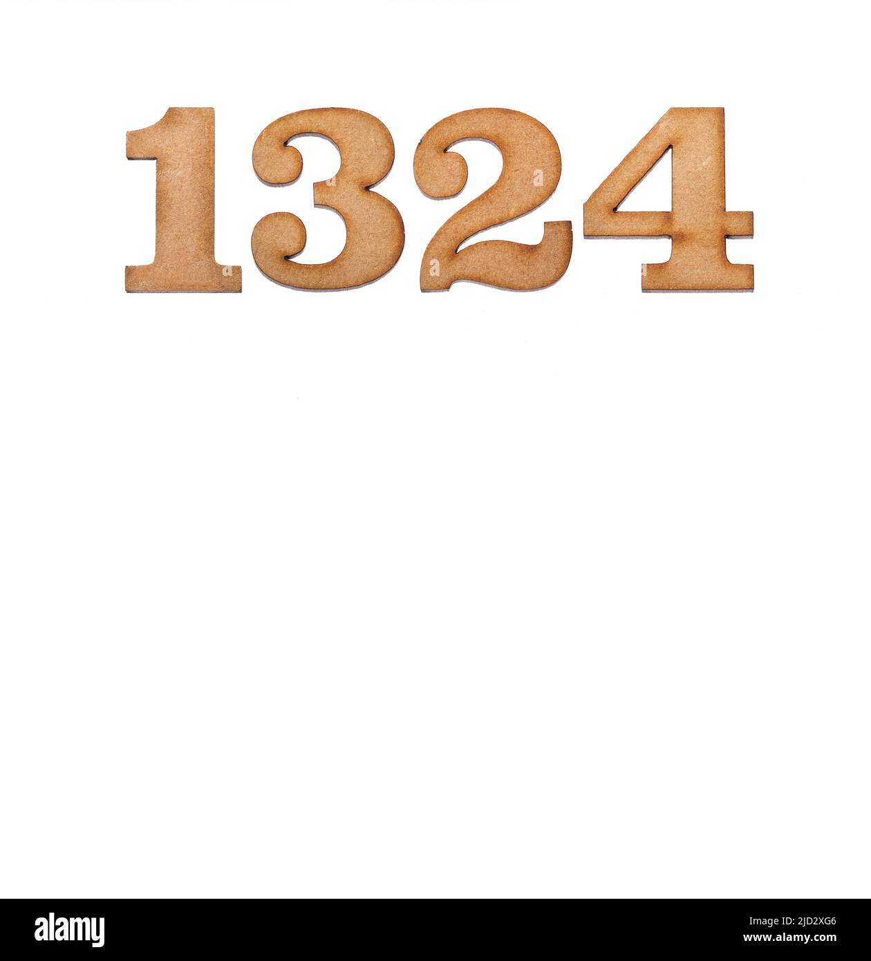 Number 1324 - Piece of wood isolated on white background Stock Photo ...