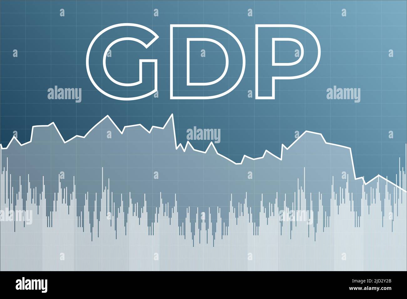 Word GDP (Gross domestic product) on blue finance background with line and chart. Global economy ...