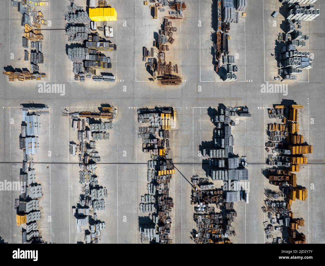 Industrial Elements Storage Place Aerial View. Steel Components Stock ...