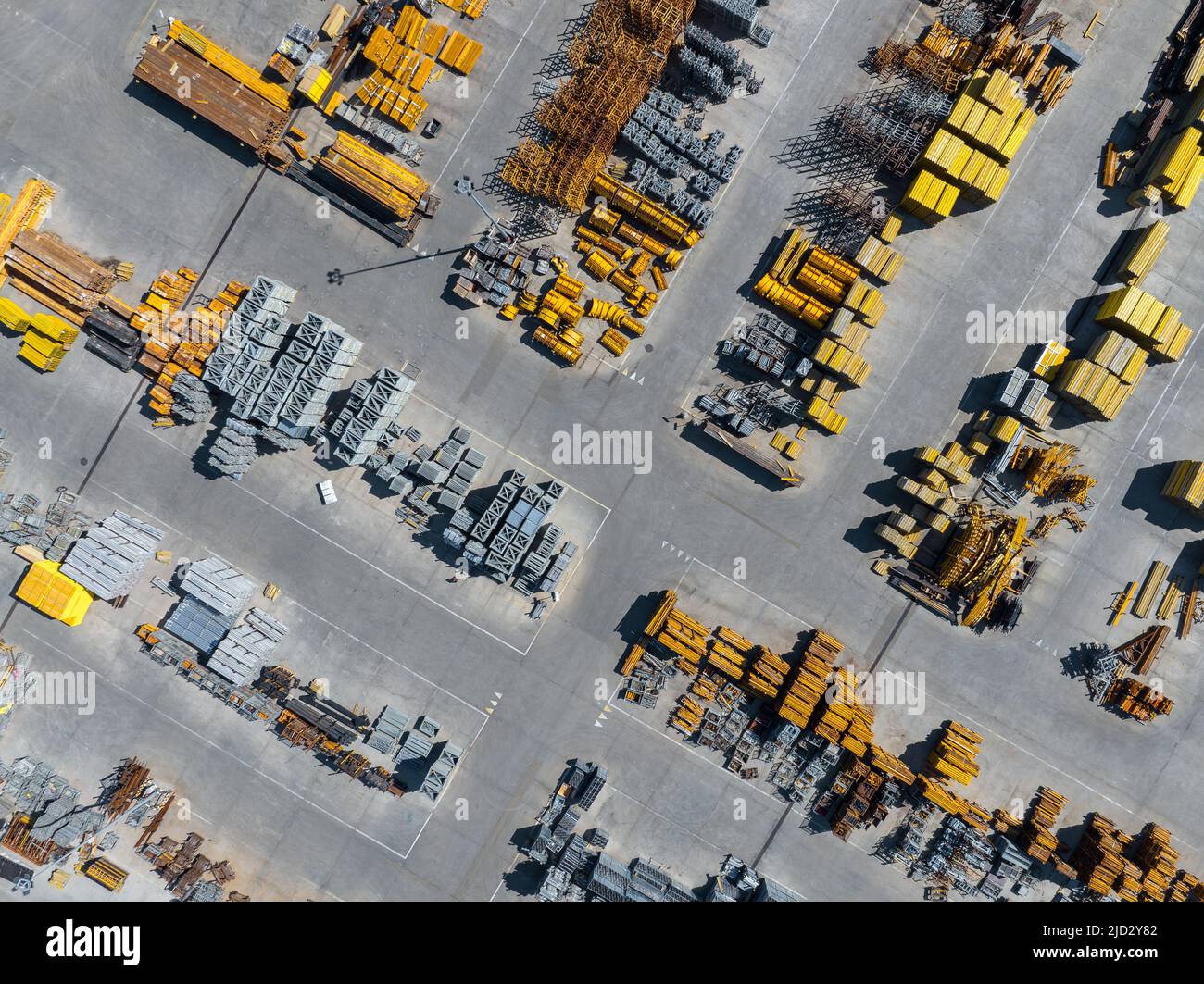 Industrial Elements Storage Place Aerial View. Steel Components Stock ...