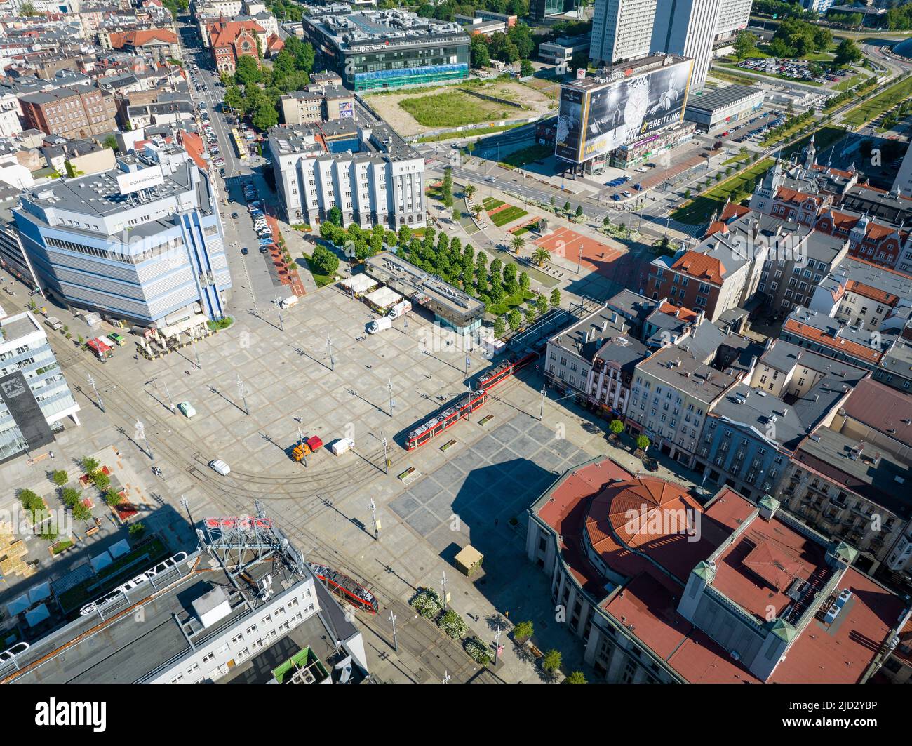 Aerial view of city center of Katowice, Upper Silesia. Poland Stock ...