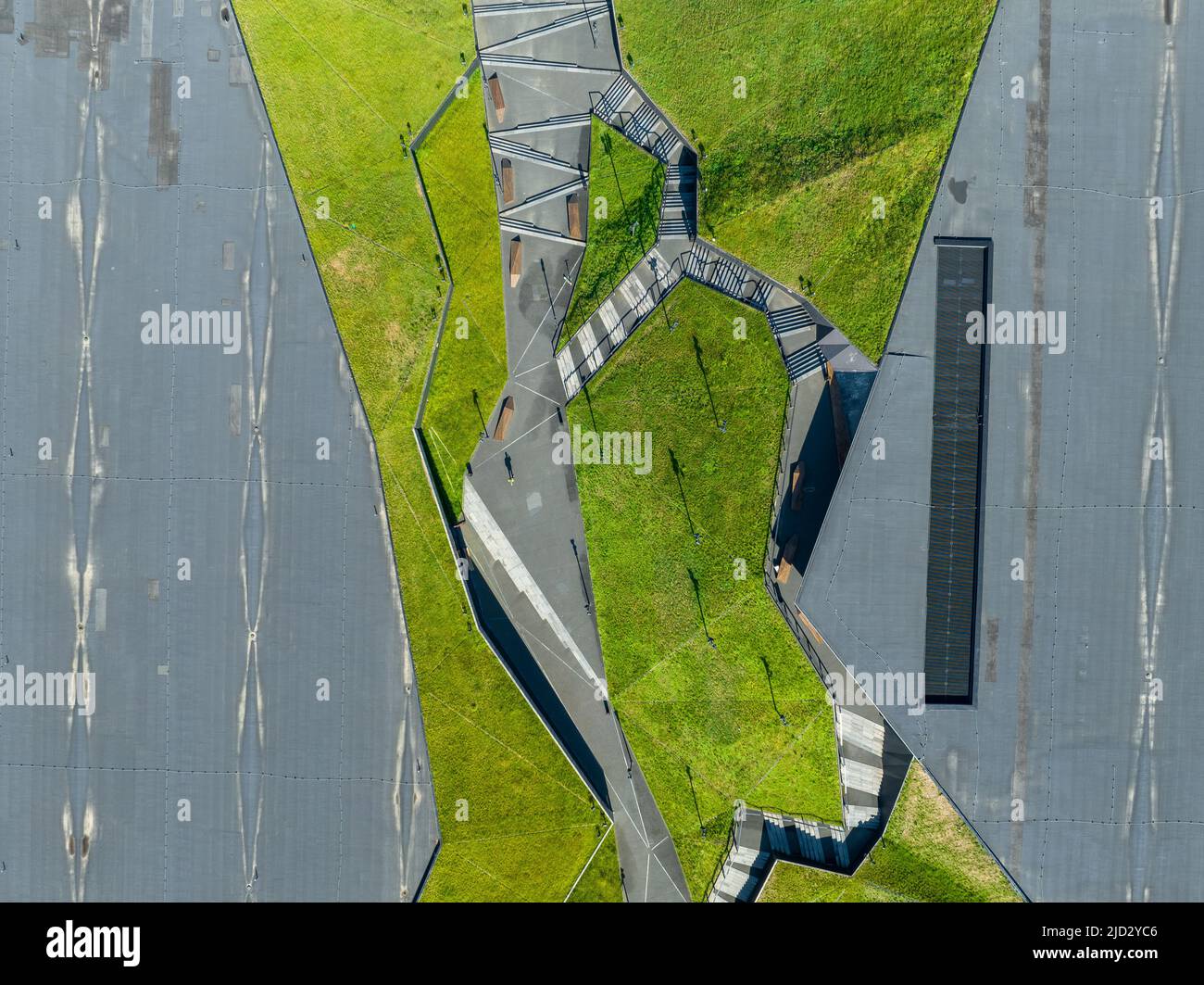 Aerial photo of “Spodek” arena complex and modern city center of ...