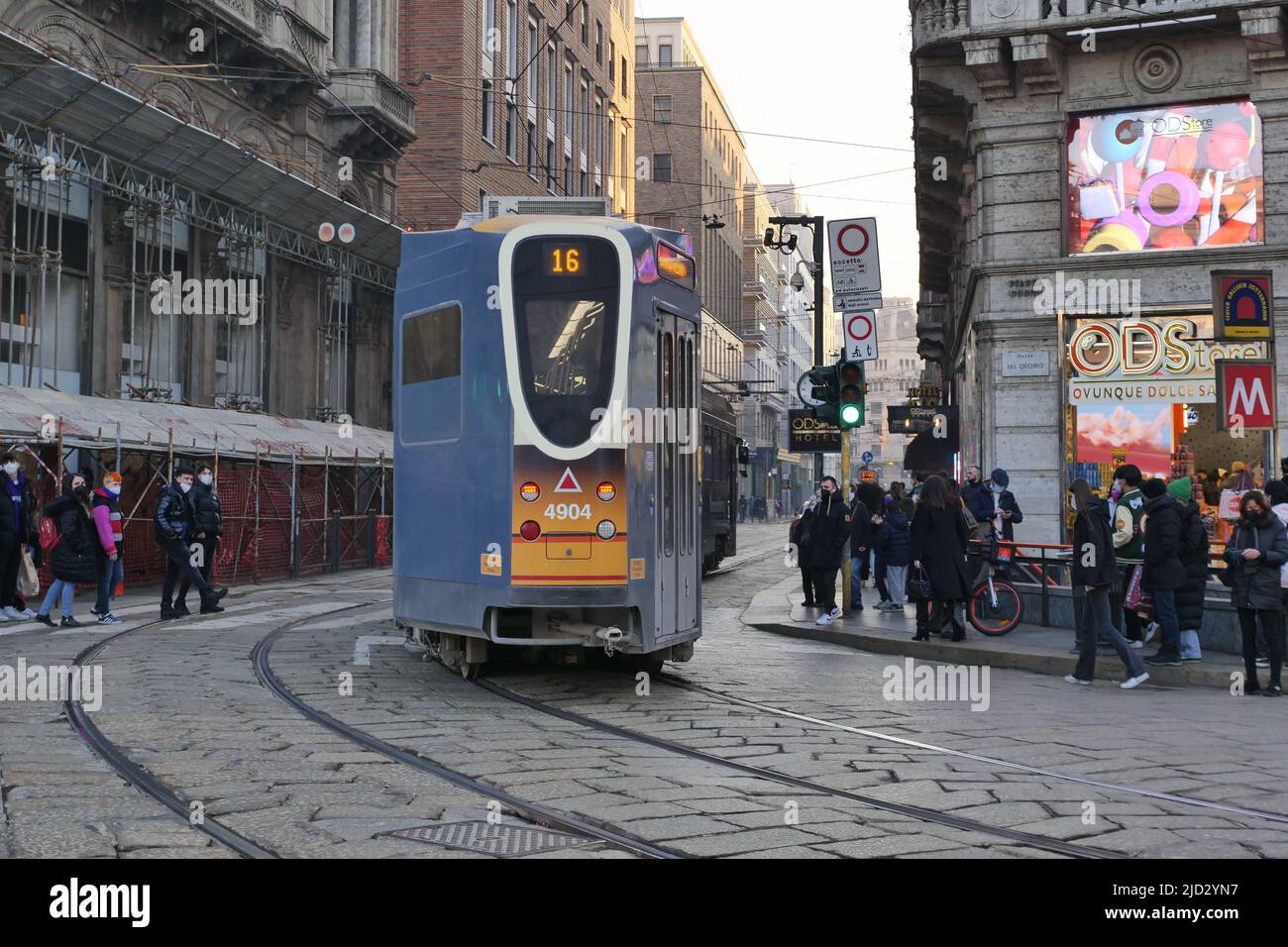 Modern tram in Milan. Milan transportation system carries 2 million ...