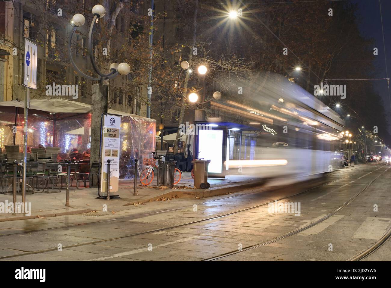 Modern tram in Milan. Milan transportation system carries 2 million ...