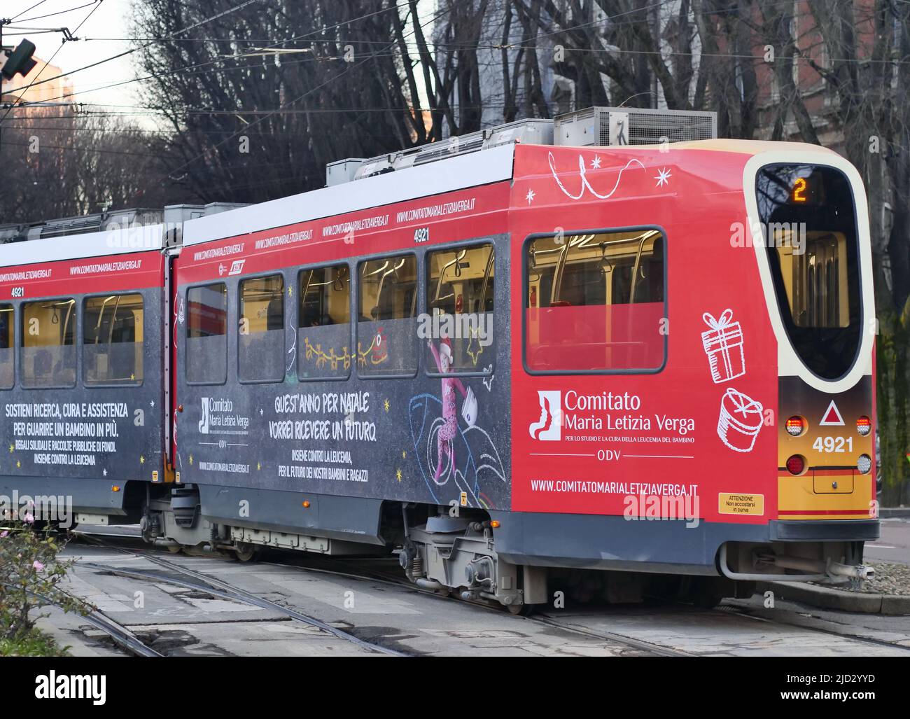 Modern tram in Milan. Milan transportation system carries 2 million ...