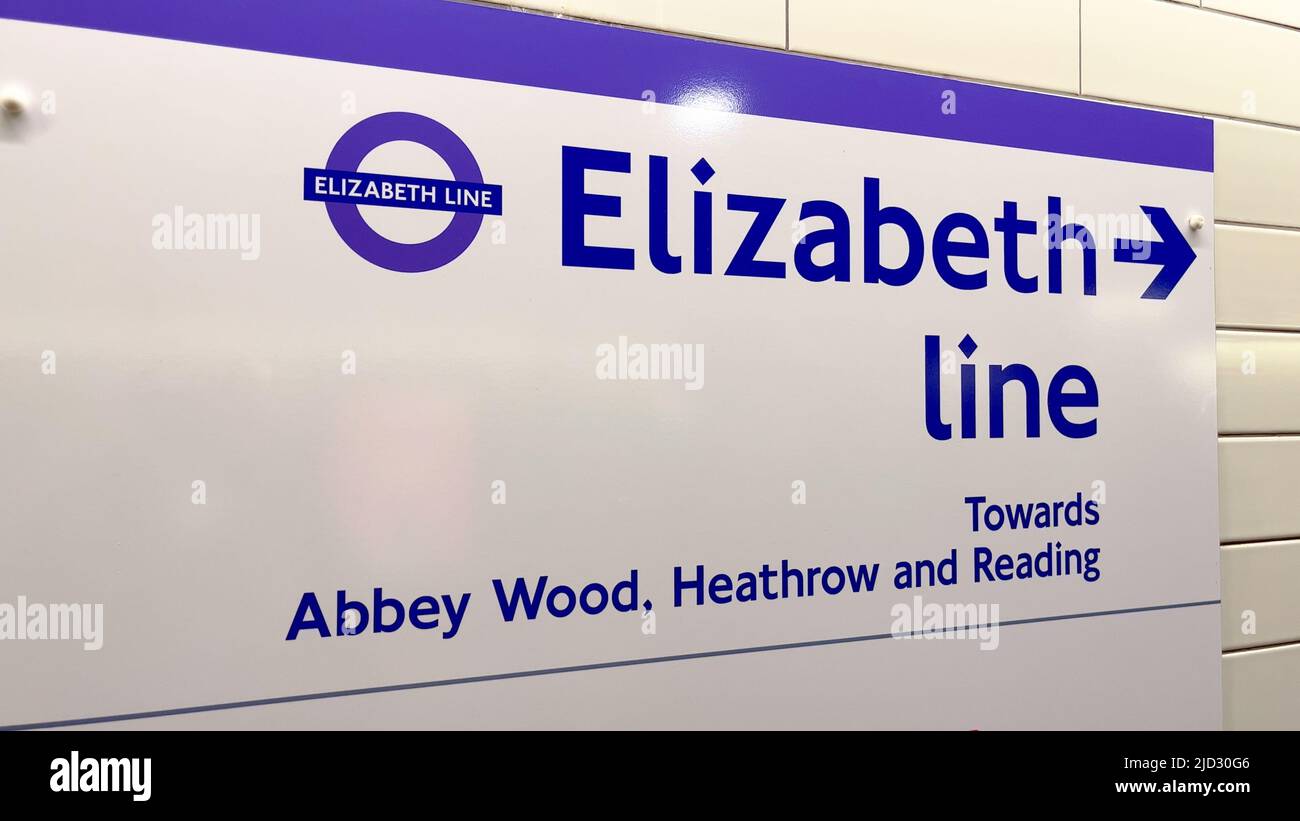 Elizabeth Line at London Underground - LONDON, UK - JUNE 9, 2022 Stock ...