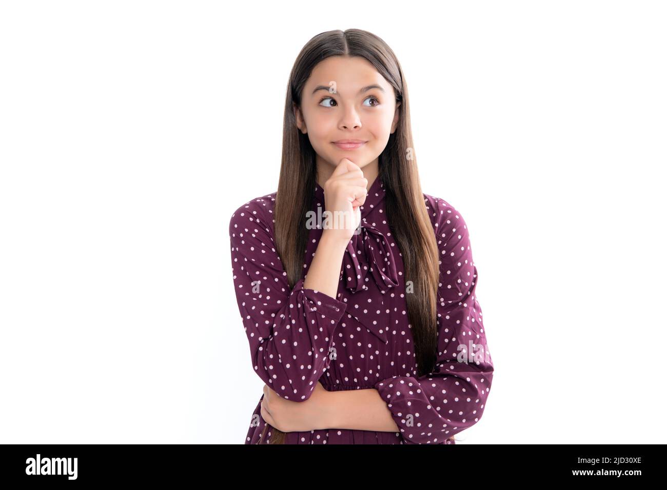 Thoughtful teenager child thinking, pensive child making idea. Kid ...