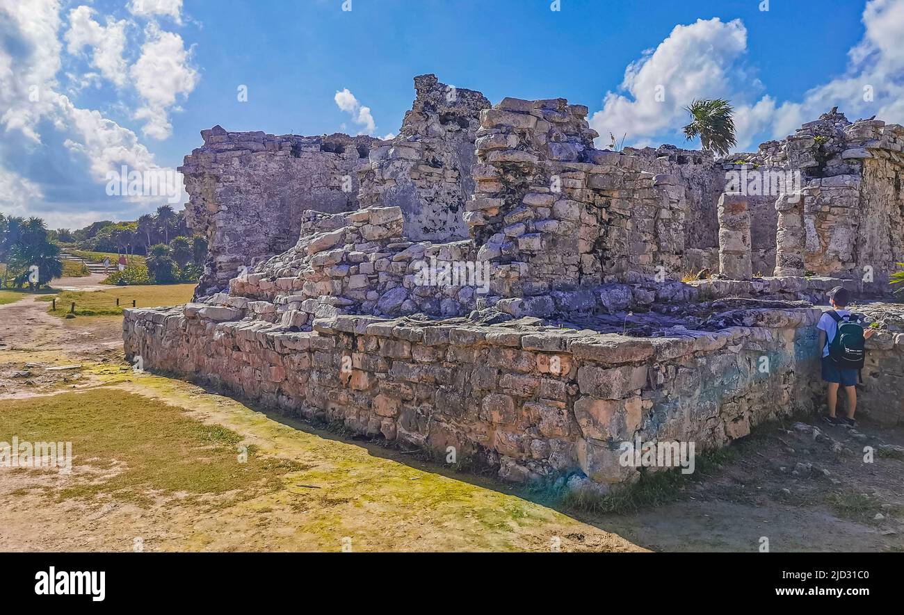 Ancient Tulum ruins Mayan site with temple ruins pyramids and artifacts ...