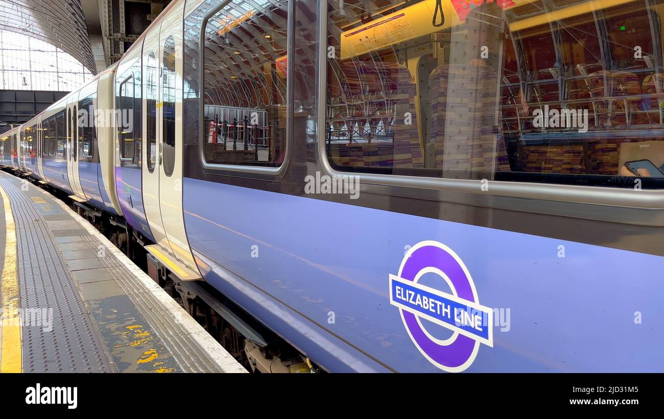 Elizabeth Line at London Underground - LONDON, UK - JUNE 9, 2022 Stock ...