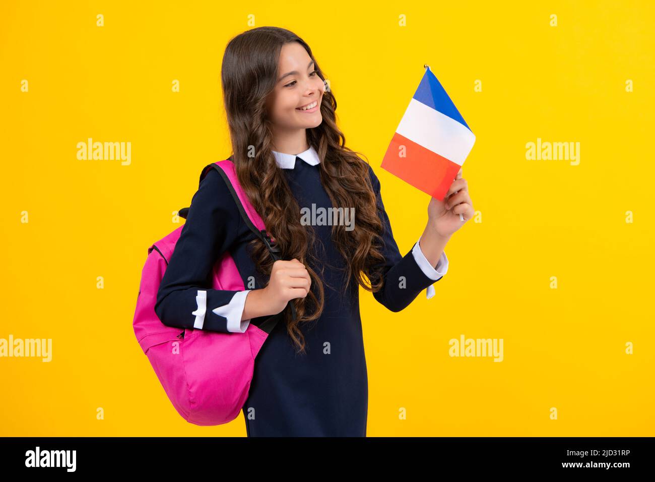 Education and learning in France. School girl france student. Language ...