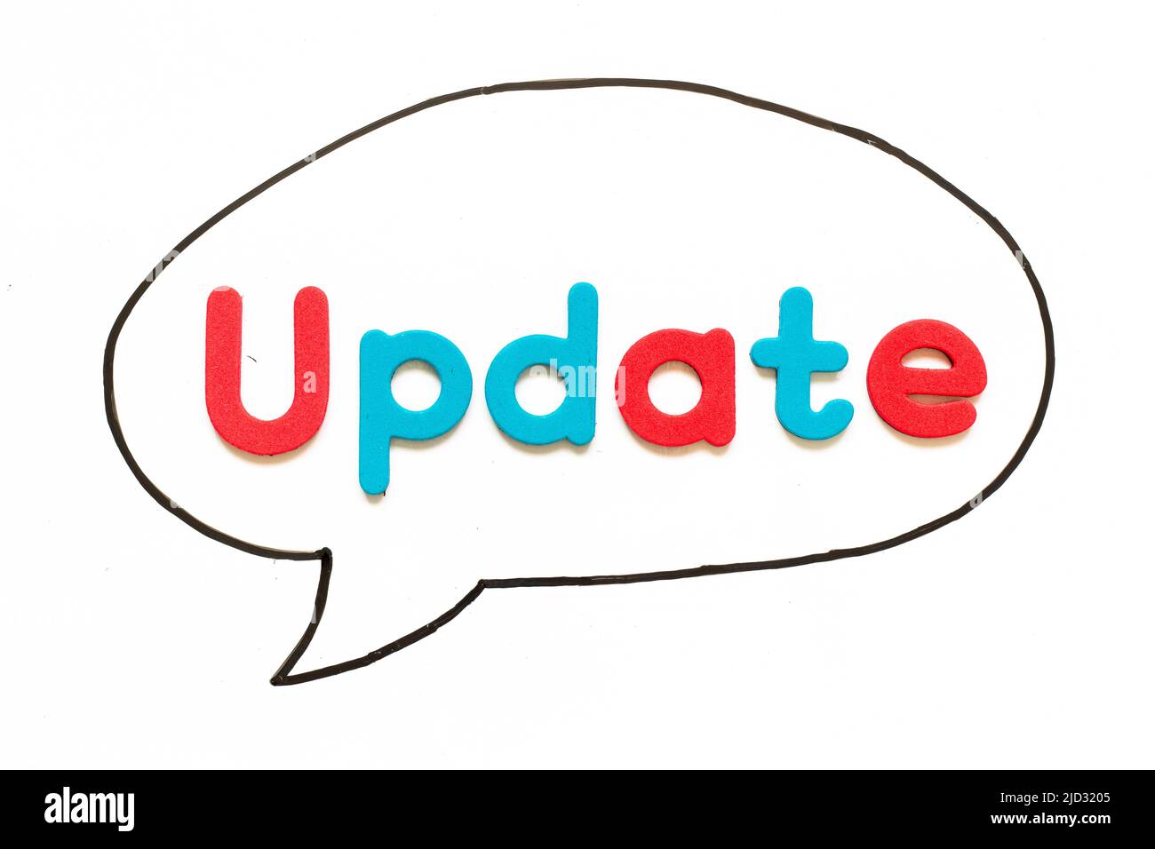 Alphabet letter with word update in black line hand drawing as bubble ...