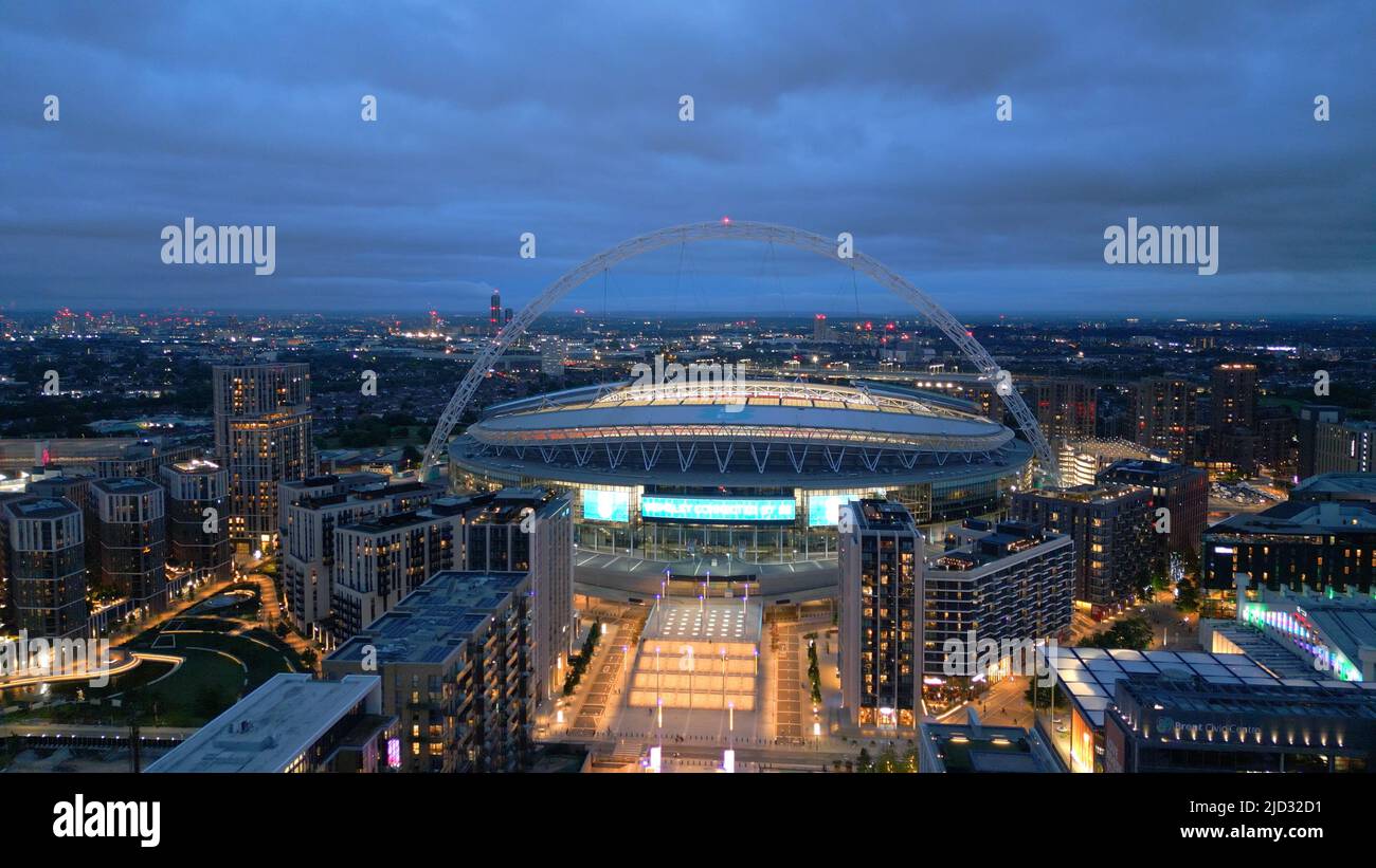 Wembley Stadium in London - aerial view by night - LONDON, UK - JUNE 9 ...