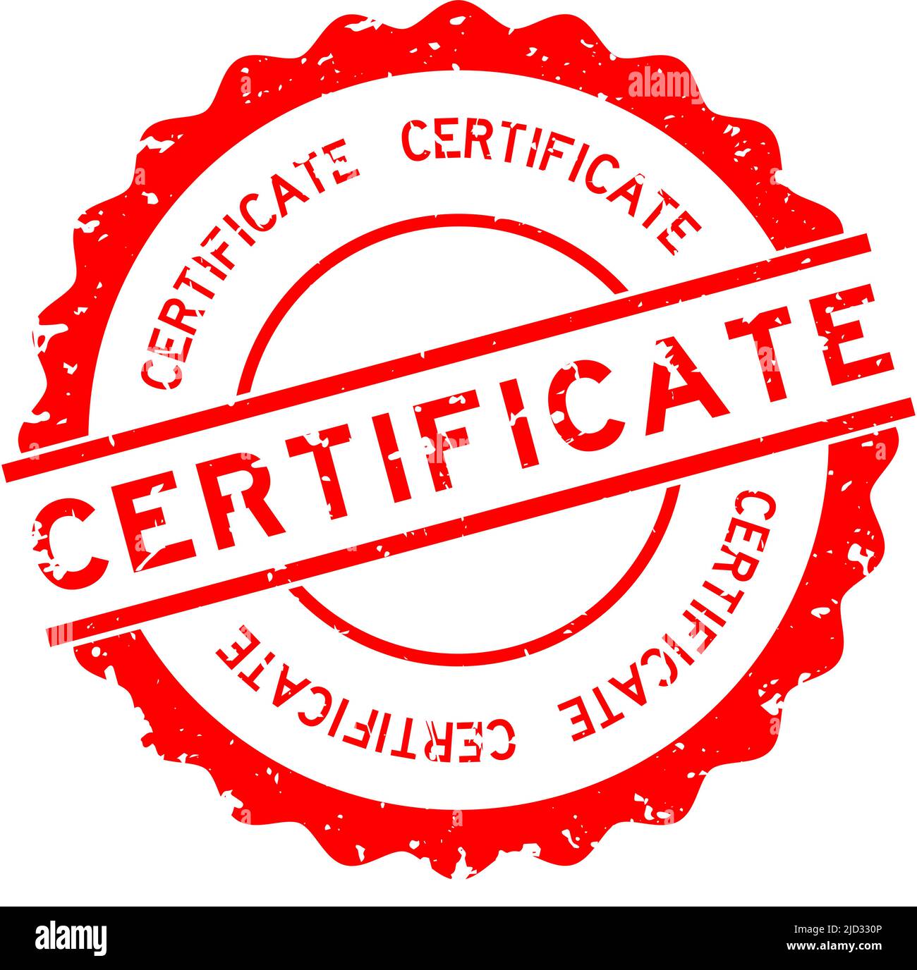 Grunge red certificate word round rubber seal stamp on white background ...