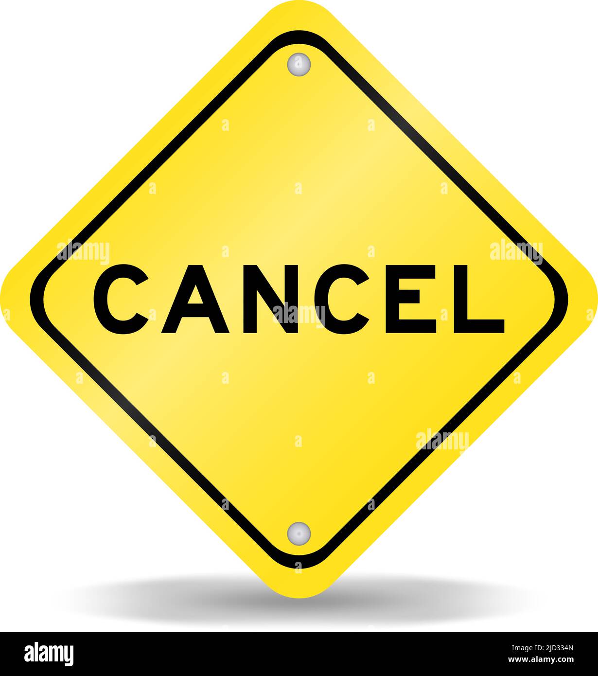 Yellow color transportation sign with word cancel on white background ...