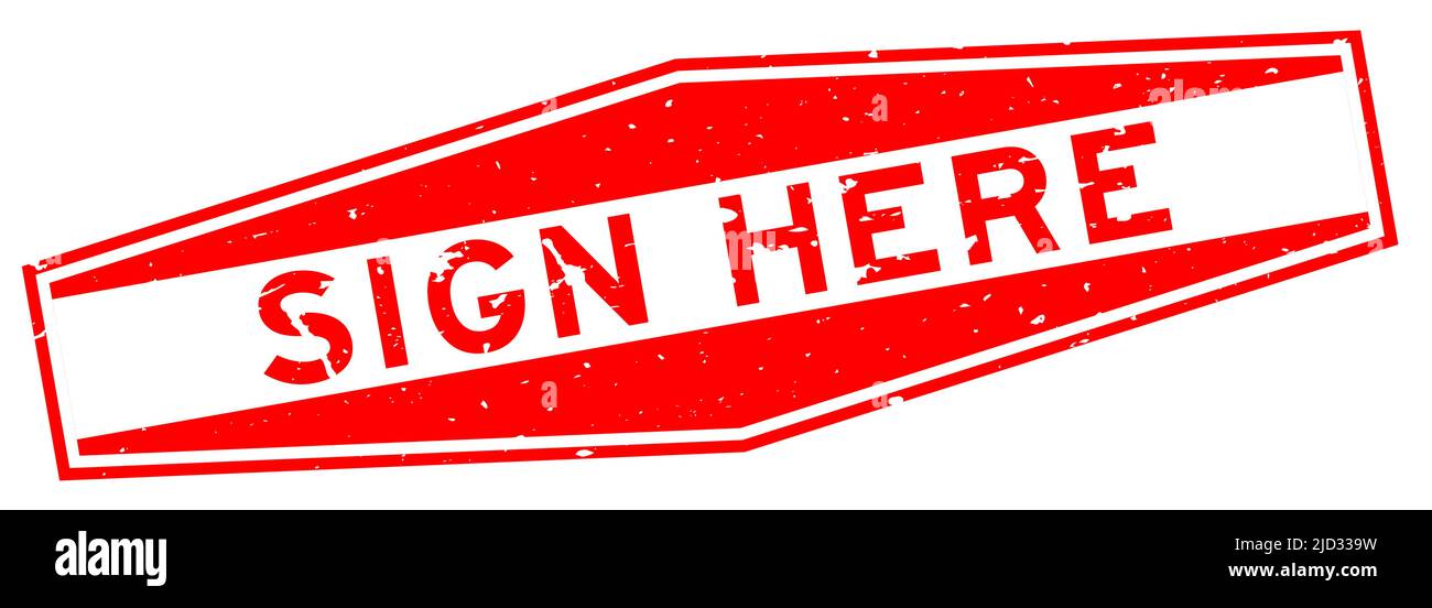 Grunge red sign here word hexagon rubber seal stamp on white background Stock Vector Image & Art ...