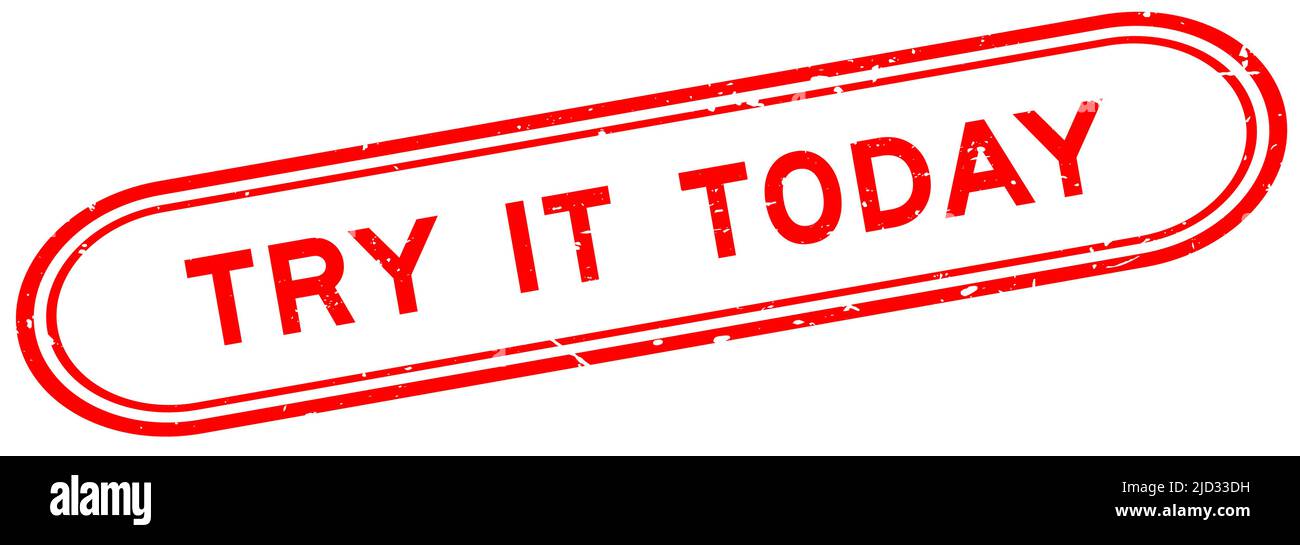 Grunge red try it today word rubber seal stamp on white background ...