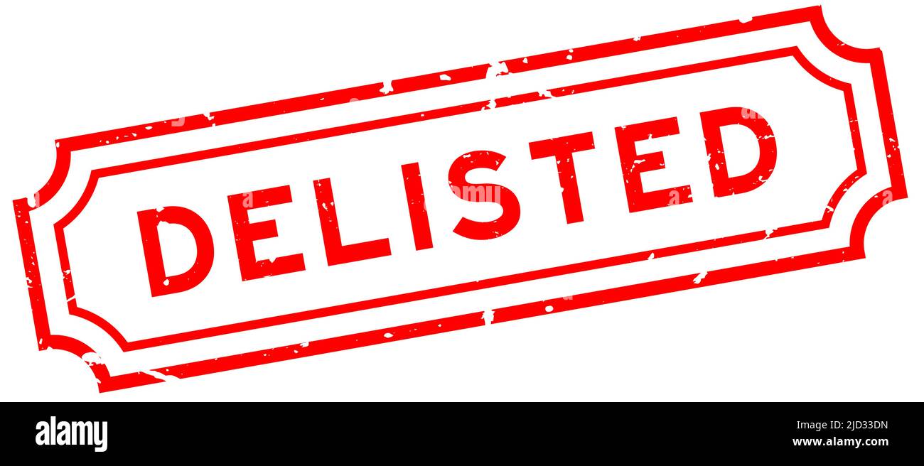 Grunge red delisted word rubber seal stamp on white background Stock ...