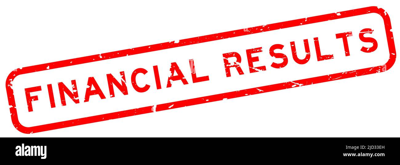Grunge red financial results word square rubber seal stamp on white ...