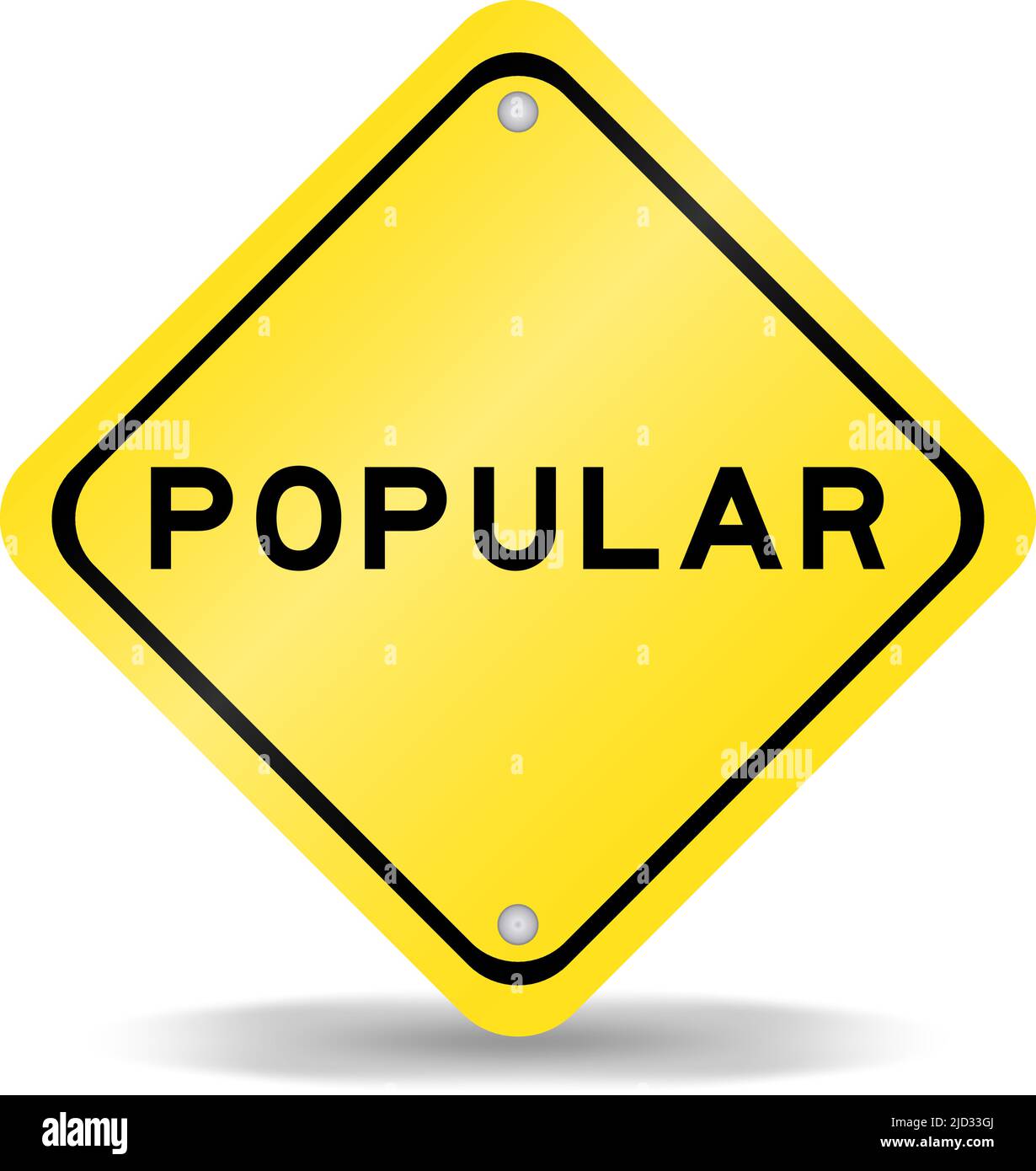 Yellow color transportation sign with word popular on white background ...