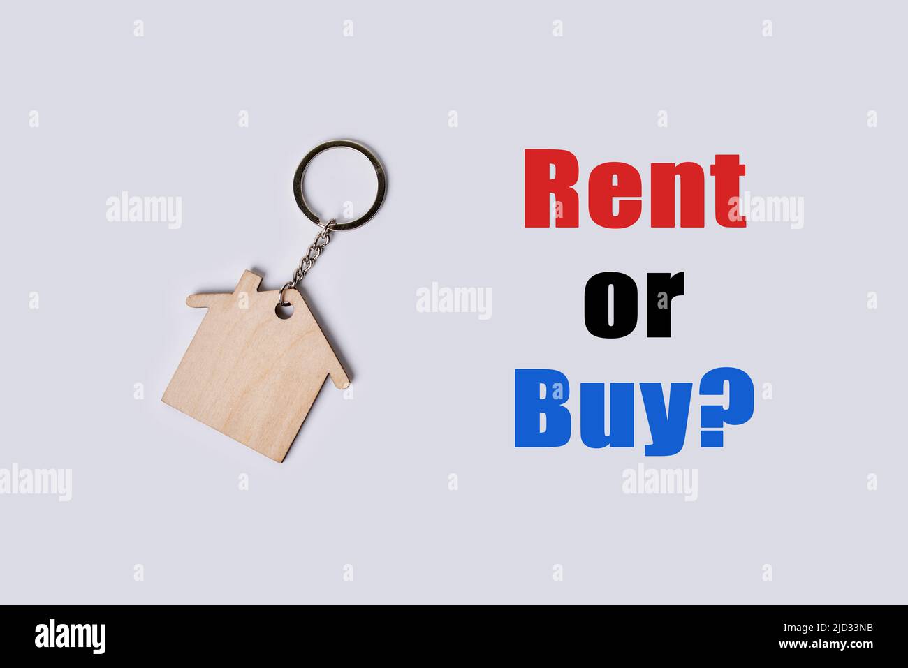 Buy Or Rent Text With Model House on white background Stock Photo - Alamy