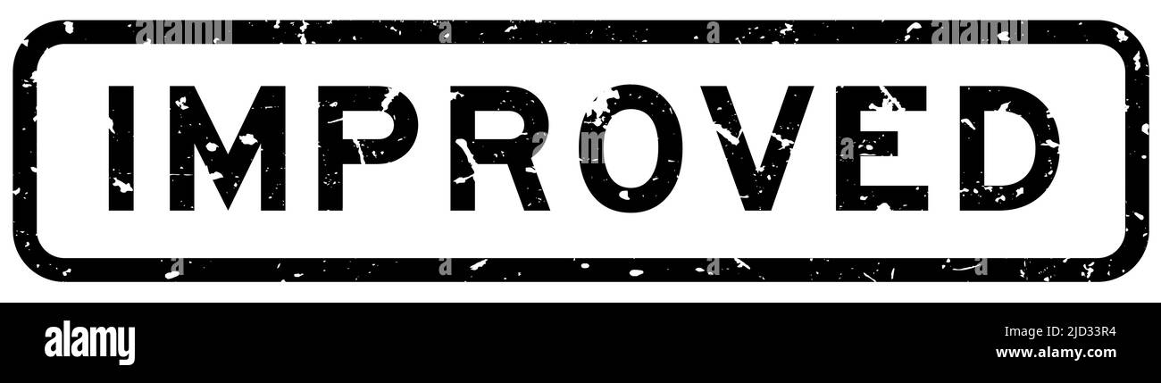 Grunge black improved word square rubber seal stamp on white background ...