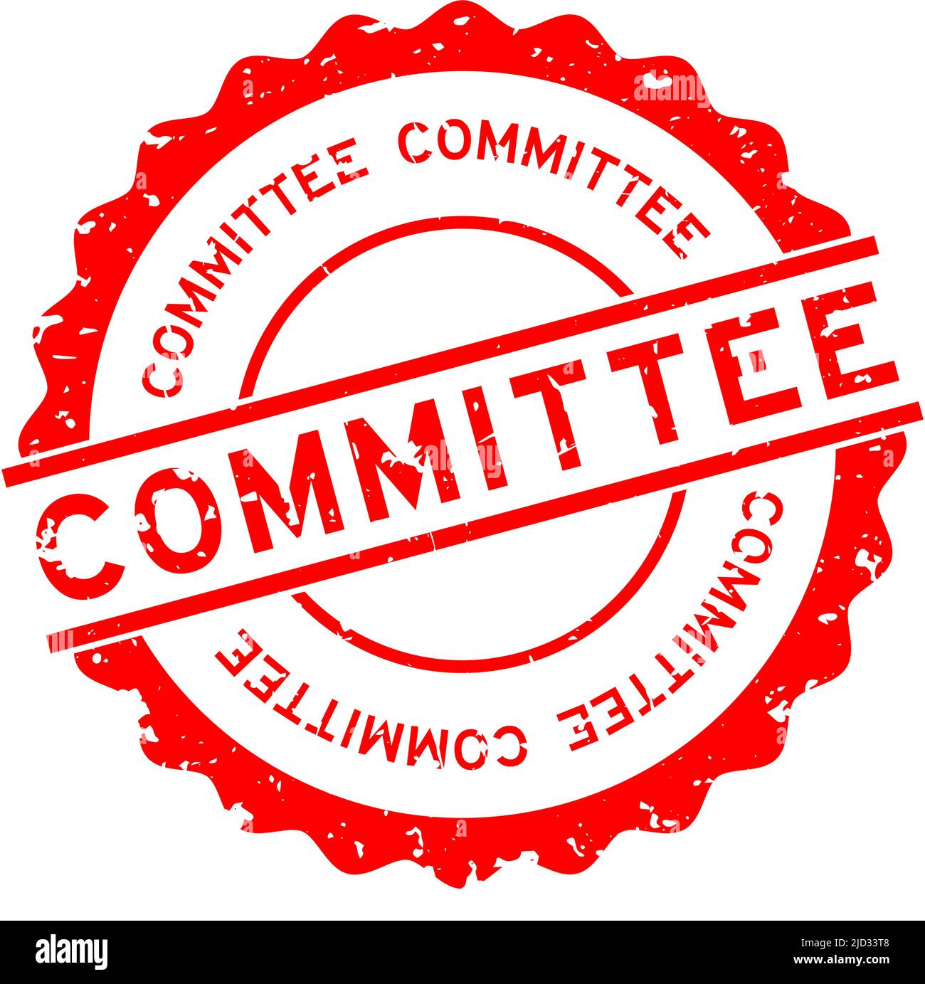 Grunge red committee word round rubber seal stamp on white background ...
