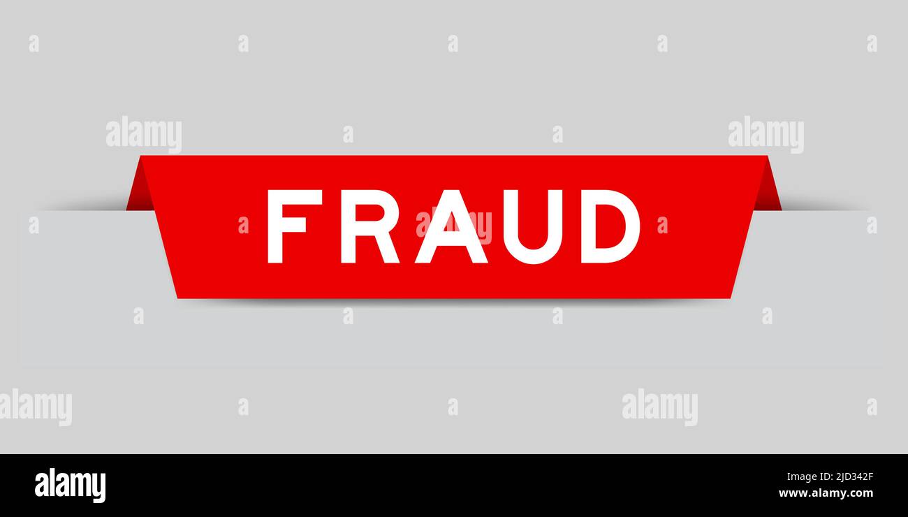 Red color inserted label with word fraud on gray background Stock ...