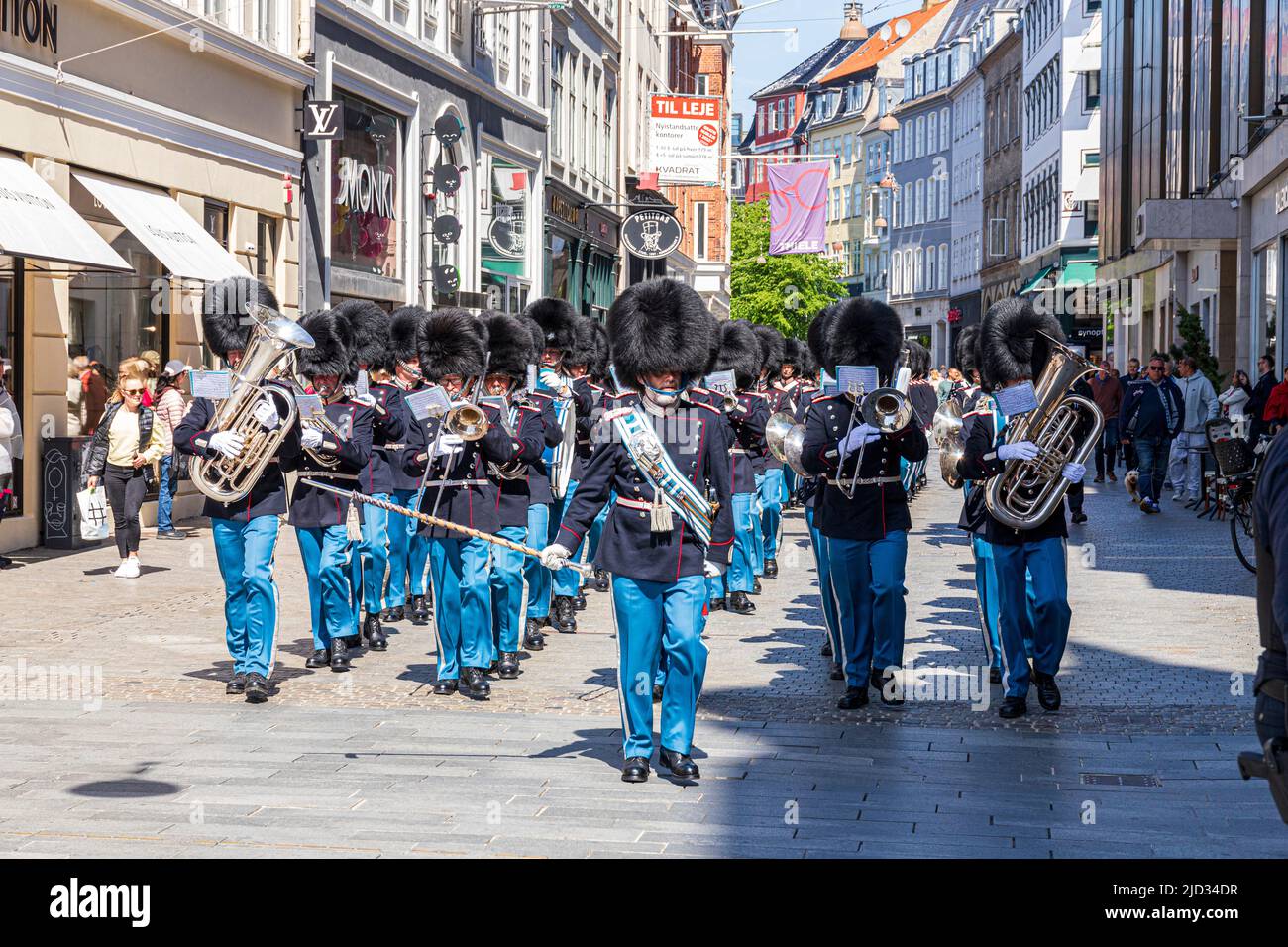 The Royal Guard Orchestra (Den Kongelige Livgarde) marching in the ...
