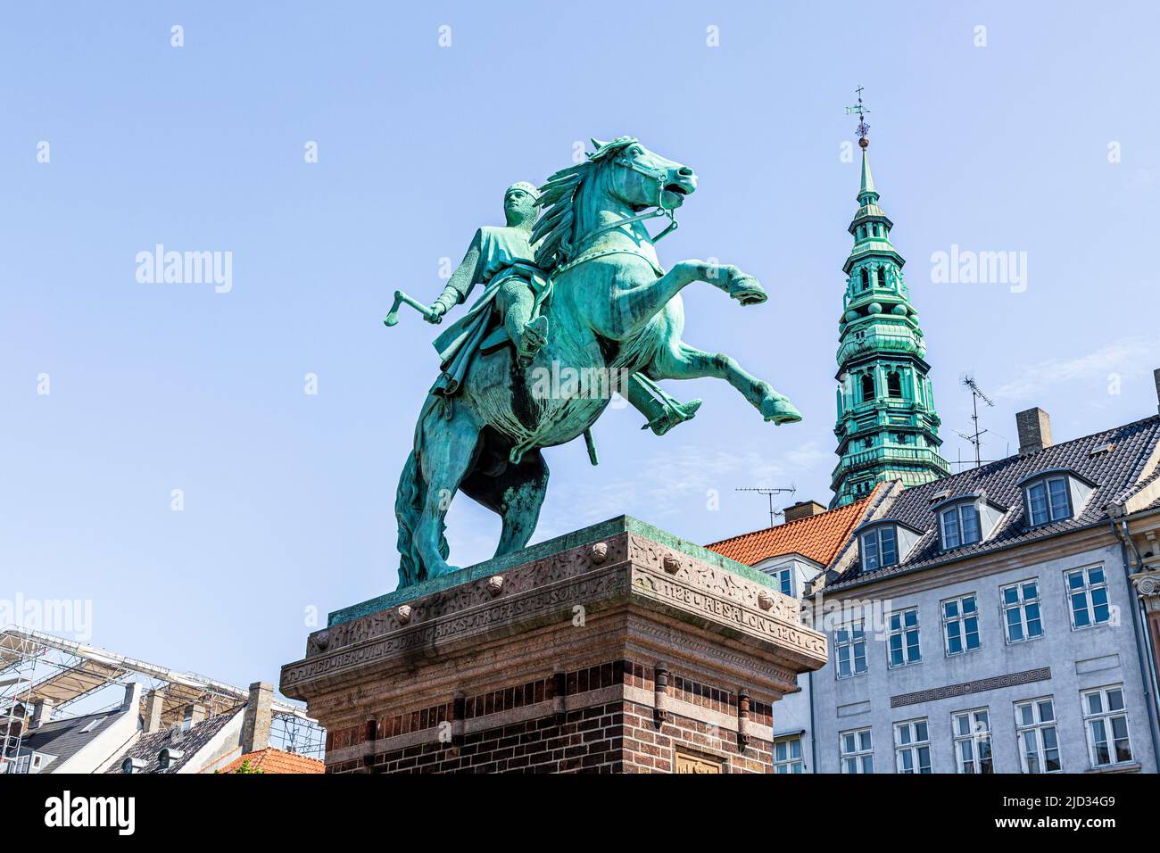 The statue of Bishop Absalon (the legendary founder of the city) in ...