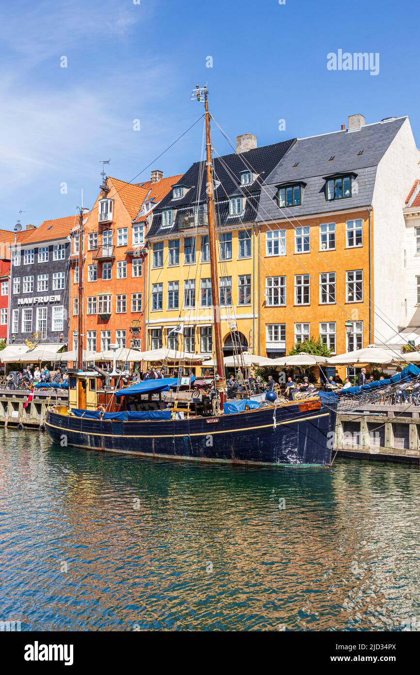 An old fishing boat "Wotan" moored at Nyhavn, the colourful 17th ...