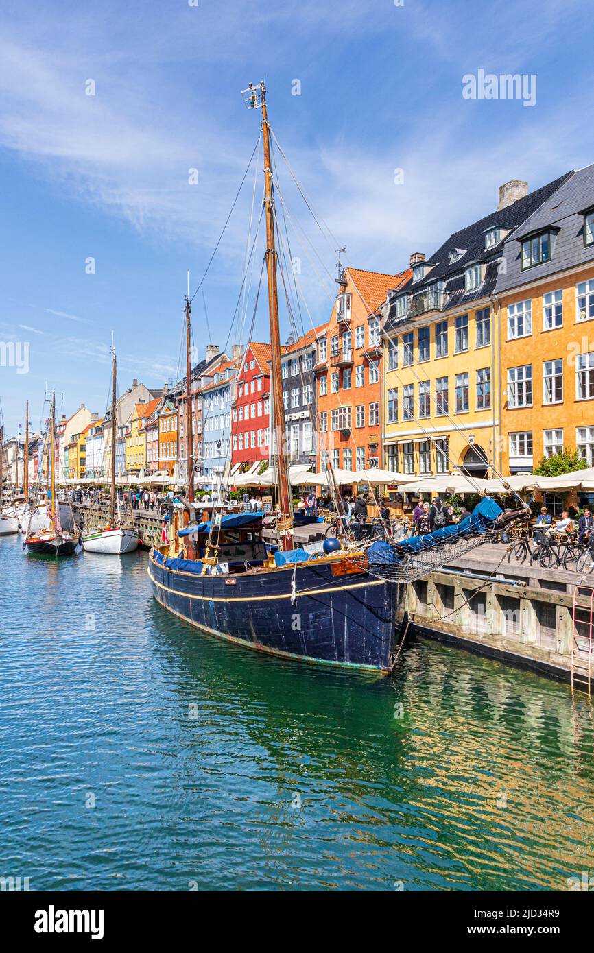An old fishing boat "Wotan" moored at Nyhavn, the colourful 17th ...