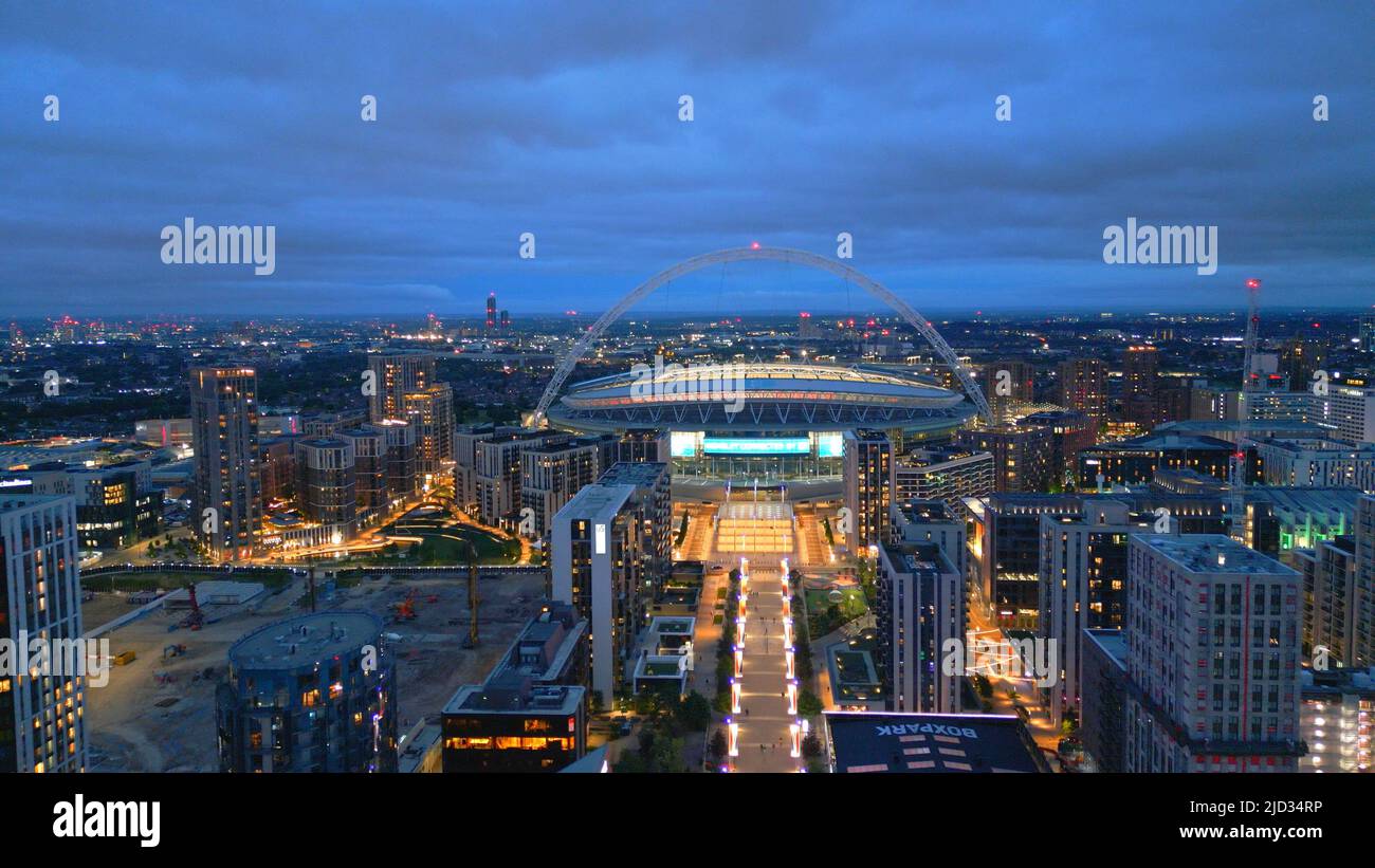 Aerial view of wembley stadium and wembley arena hi-res stock ...