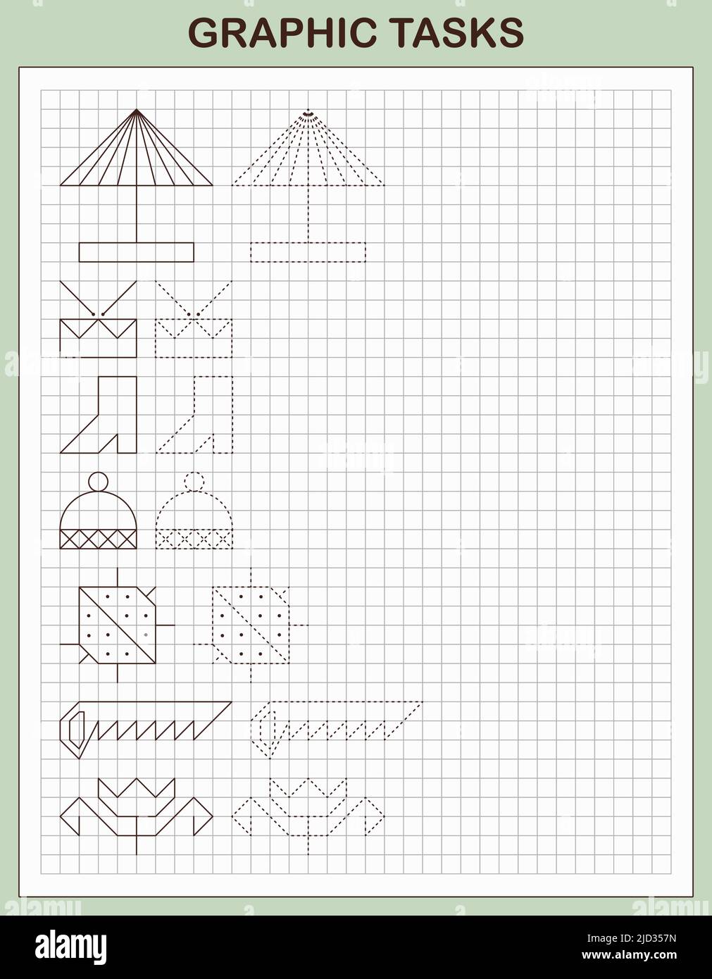 Graphic tasks by cells. Educational games for kids Stock Vector Image ...