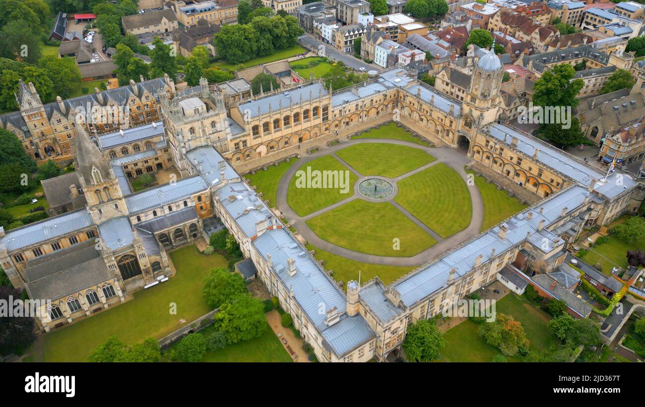 Famous Christ Church University of Oxford - aerial view Stock Photo - Alamy