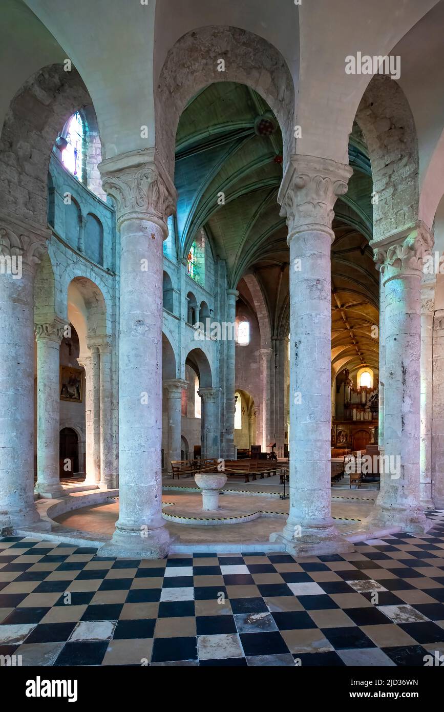 Interior of former abbey church of Notre-Dame de Beaugency built in the ...