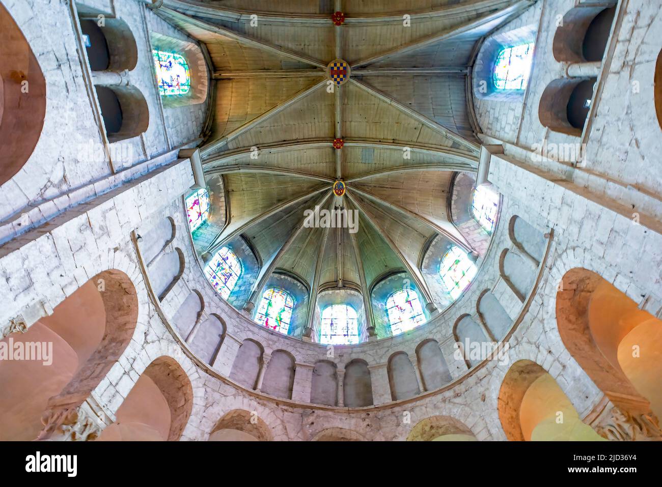 Interior of former abbey church of Notre-Dame de Beaugency built in the ...