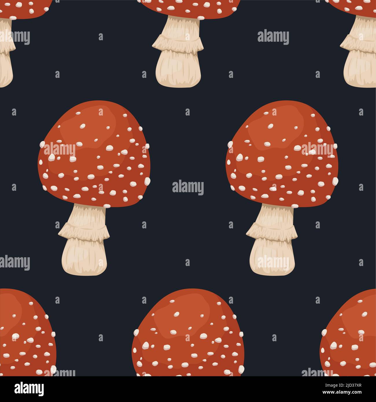 Vector Seamless Pattern With Poisonous Inedible Mushroom Hand Drawn