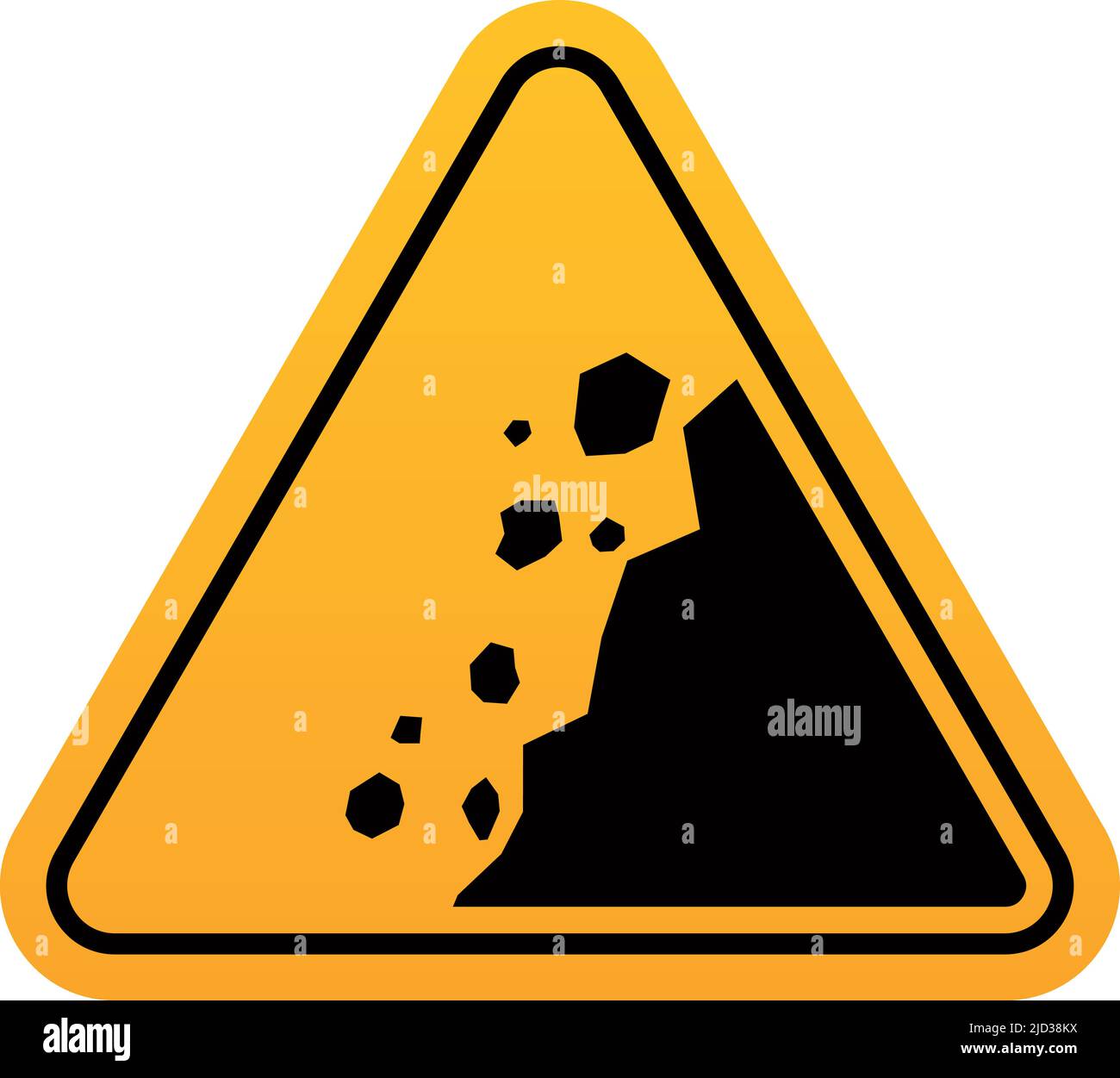 Falling rock danger label. Yellow caution sign Stock Vector Image & Art ...