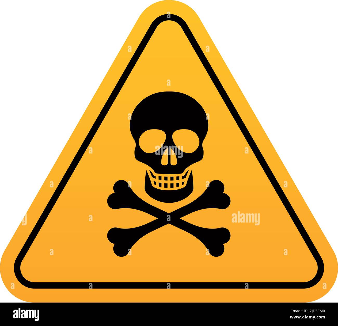 Biohazard sign. Yellow triangle with black skull label Stock Vector ...