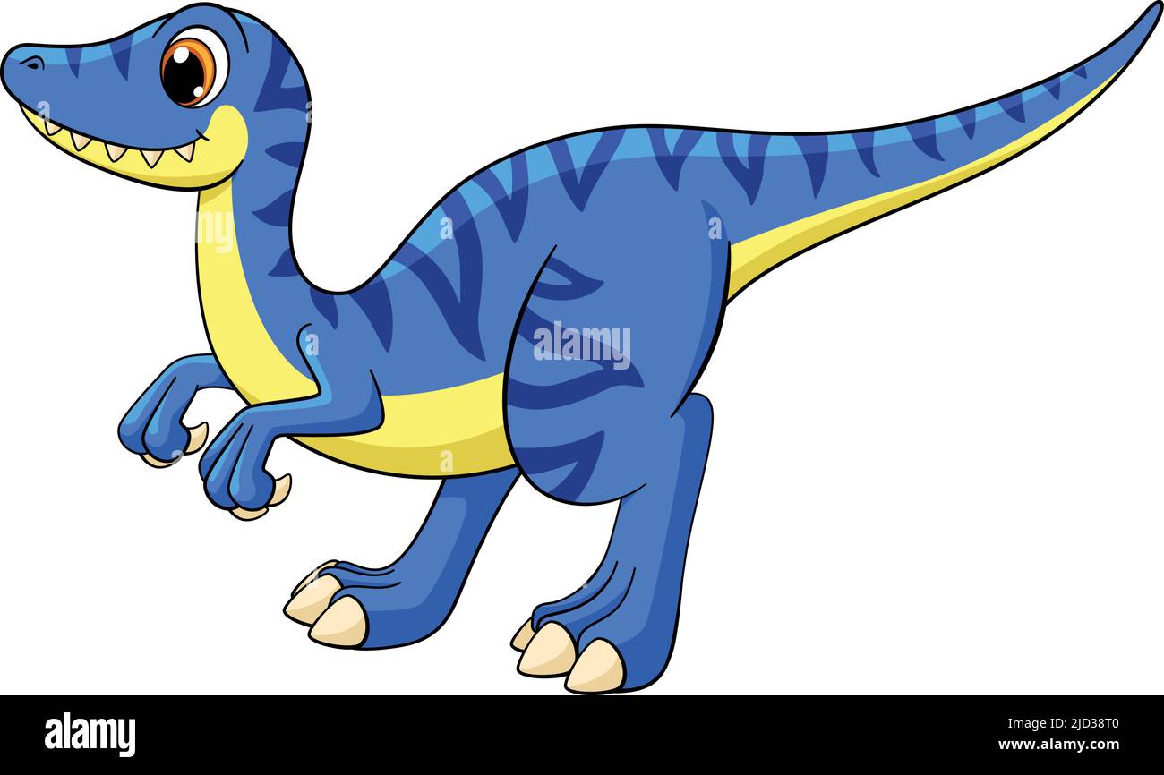 Baby raptor mascot. Cartoon blue velociraptor character Stock Vector ...