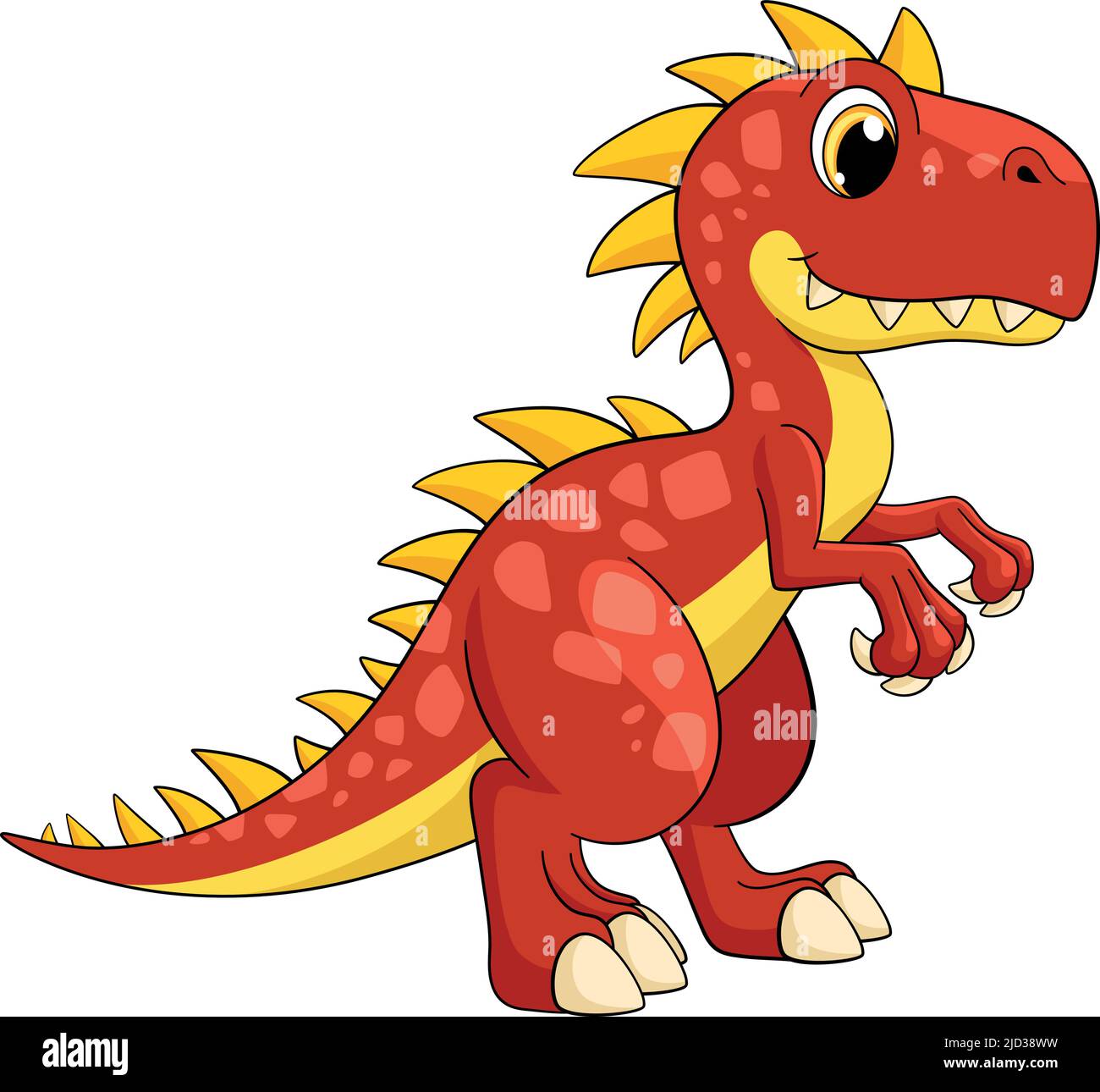 Red dinosaur mascot. Cartoon t-rex. Funny prehistoric animal Stock ...