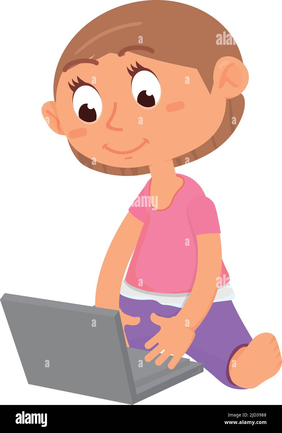 Kid working on laptop. Cartoon child with gadget Stock Vector Image ...