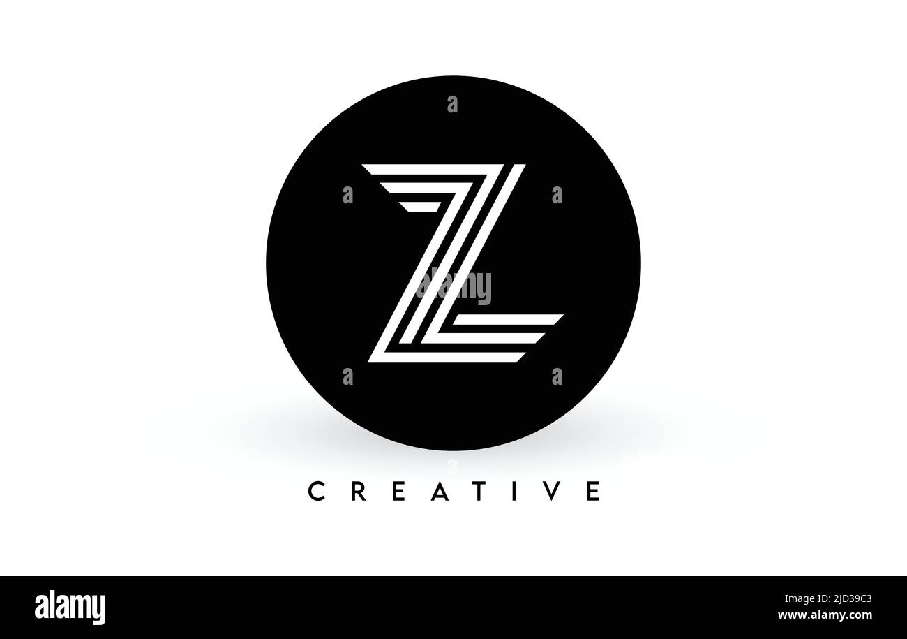 Z letter logo design on a black circle. Creative White lines A letter ...