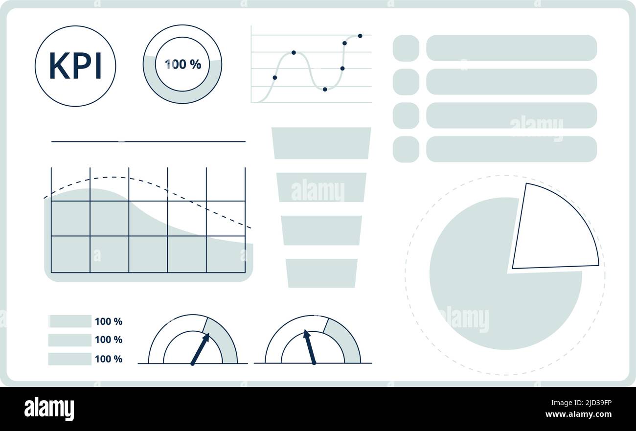 Perfomance analysis dashboard elements. Kpi data icons Stock Vector ...