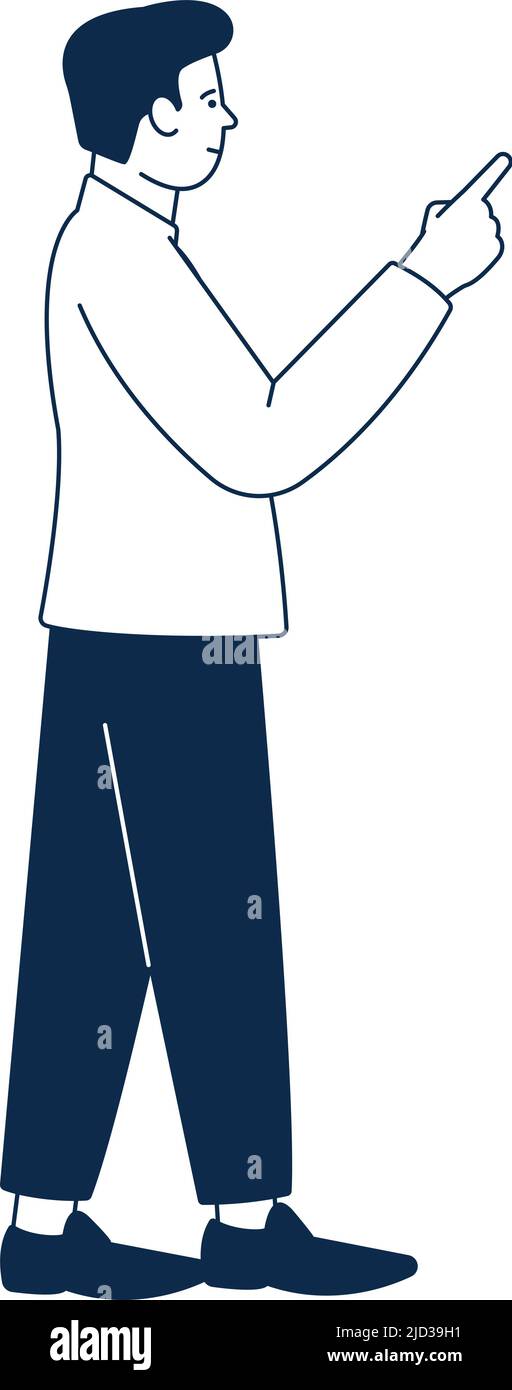 Man pointing finger. Person showing direction concept Stock Vector ...
