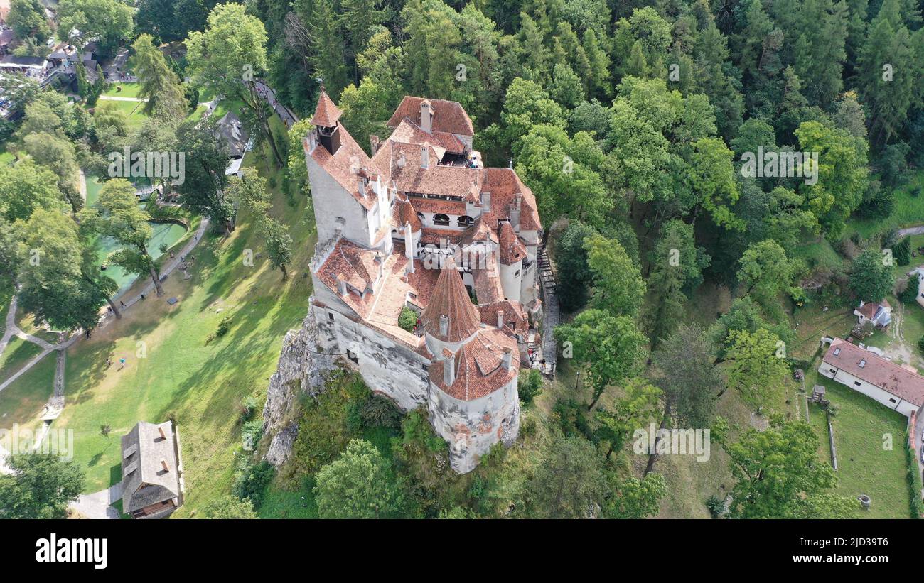 Aerial view bran castle village hi-res stock photography and images - Alamy