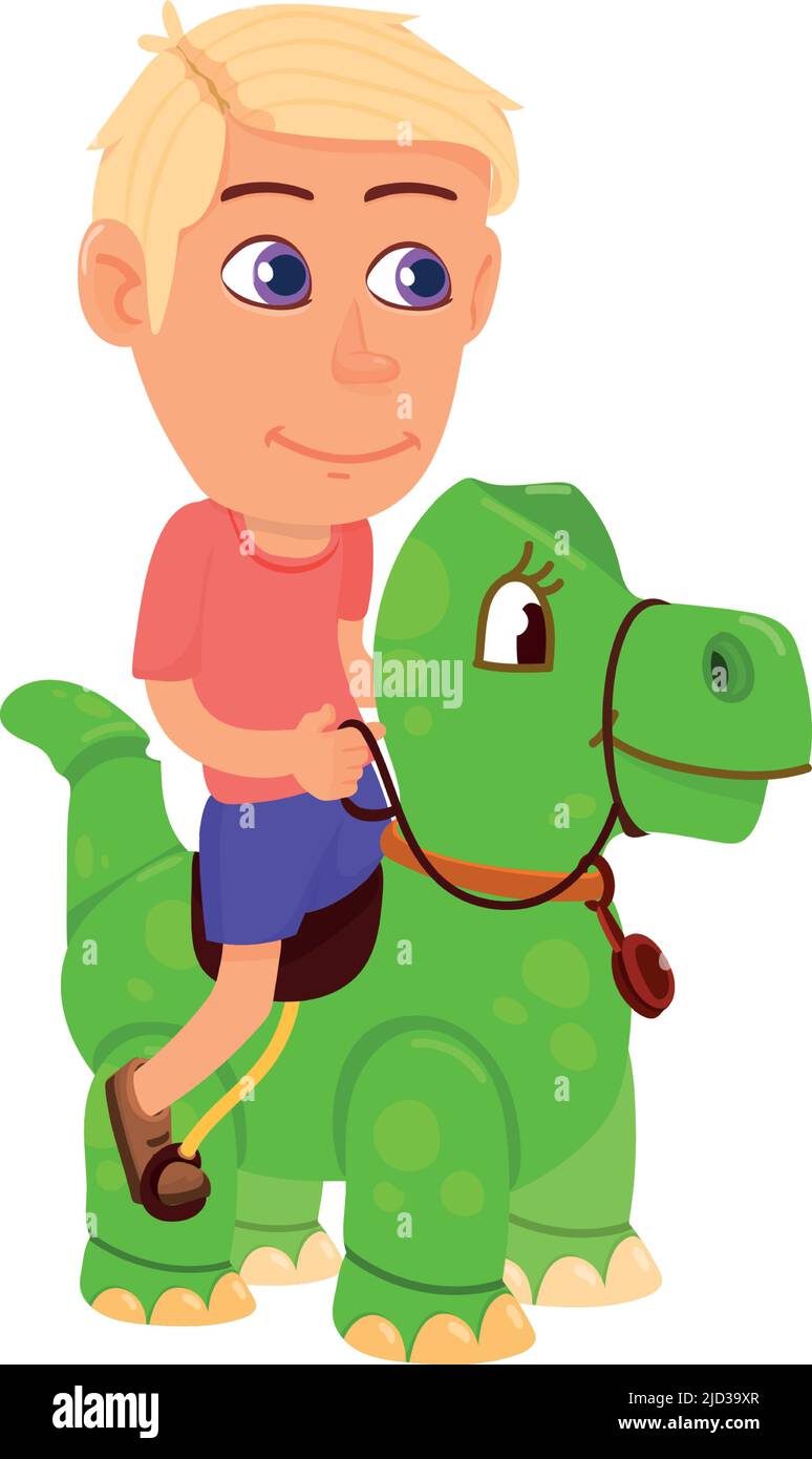 Boy riding dinosaur toy. Funny kid game Stock Vector Image & Art - Alamy