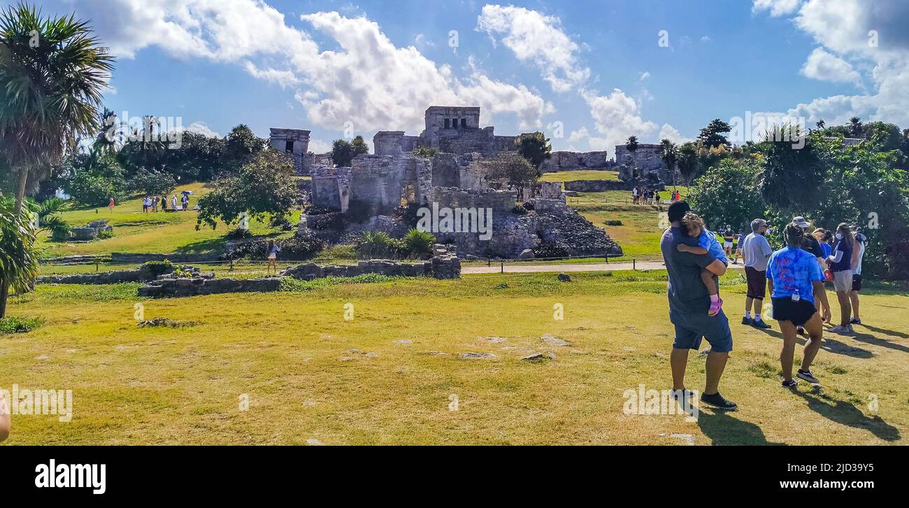 Tulum Mexico 21. February 2022 Ancient Tulum ruins Mayan site with ...