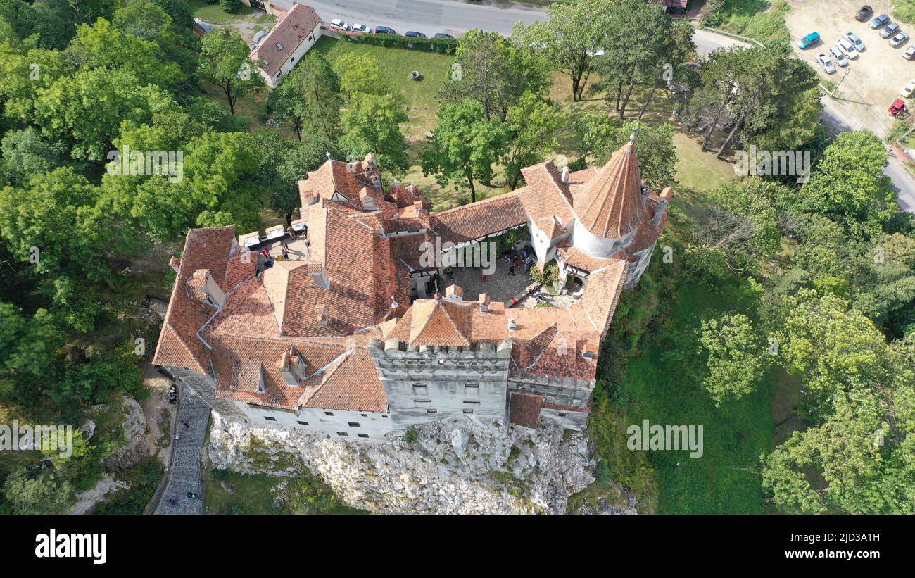 Aerial view bran castle village hi-res stock photography and images - Alamy