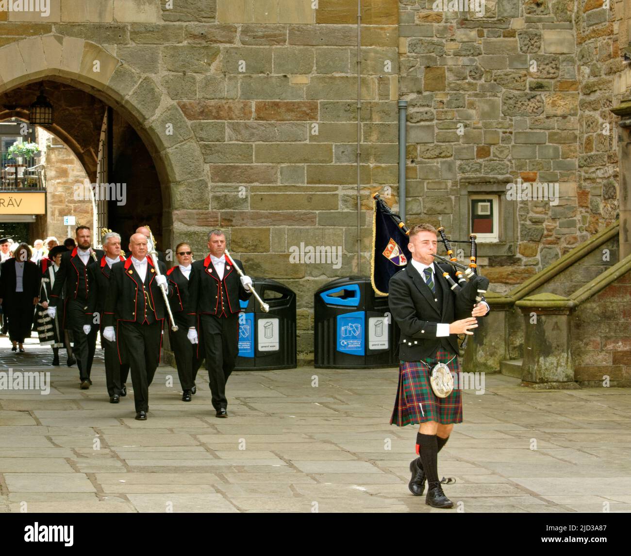 ST ANDREWS UNIVERSITY SCOTLAND GRADUATION DAY PIPER LEADING A ...